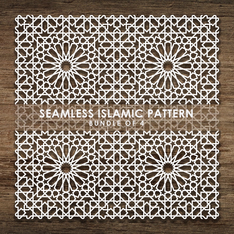 Bundle of 4 Seamless Islamic SVG Pattern, Line Pattern, Islamic Pattern ...