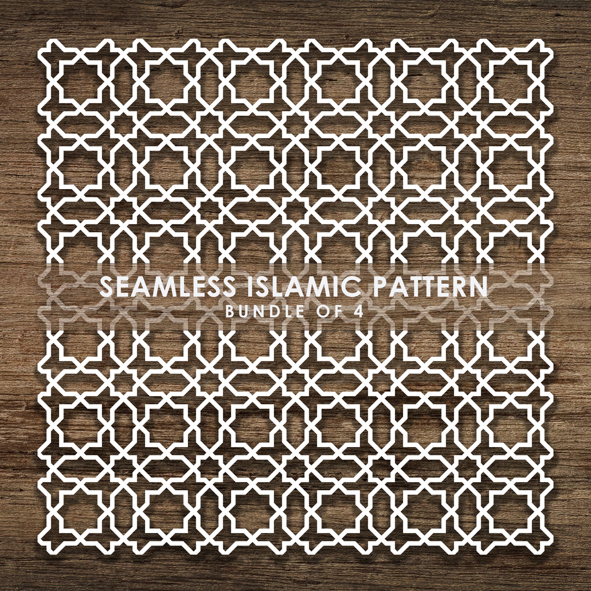 Bundle of 4 Seamless Islamic SVG Pattern, Line Pattern, Islamic Pattern ...