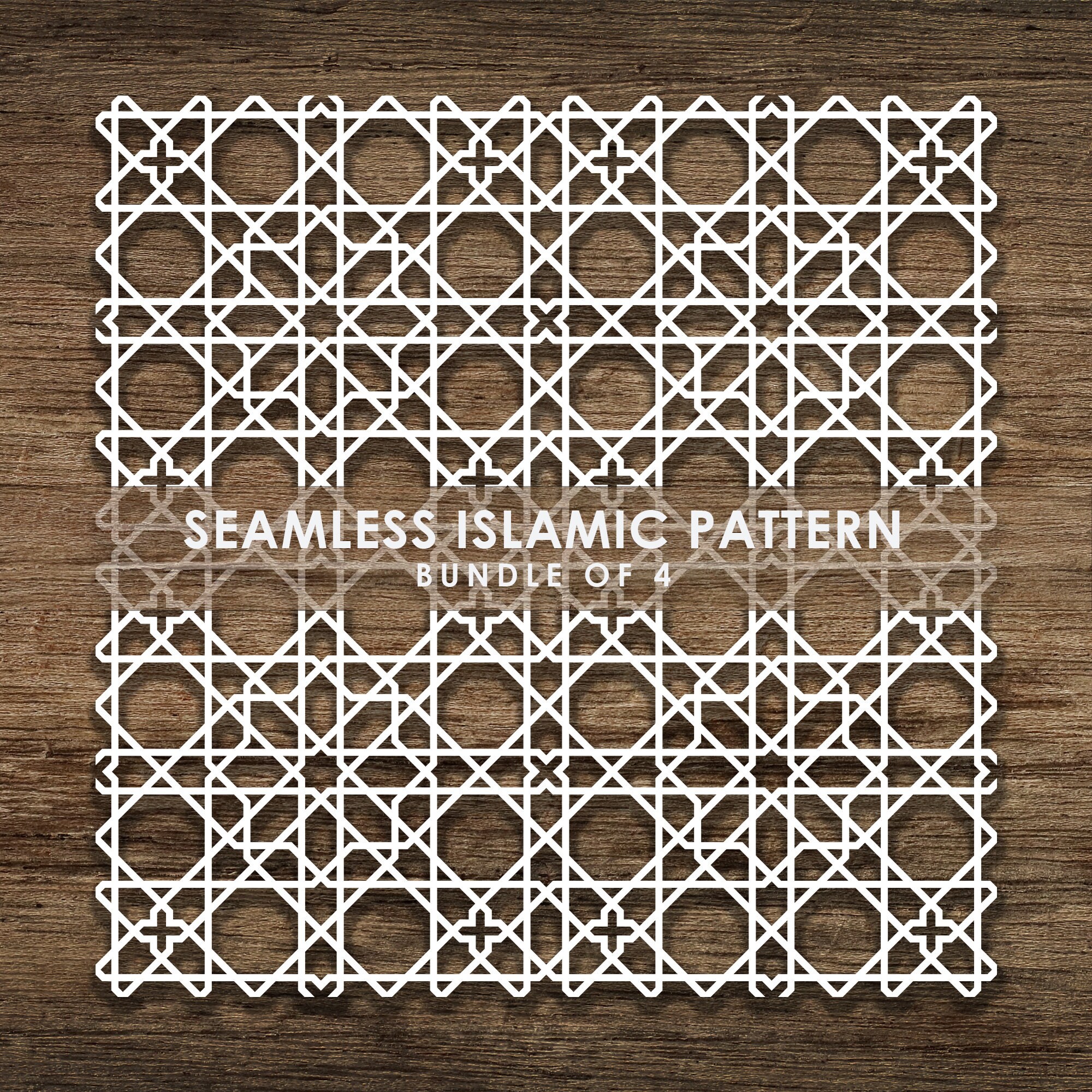 Bundle of 4 Seamless Islamic SVG Pattern, Line Pattern, Islamic Pattern ...