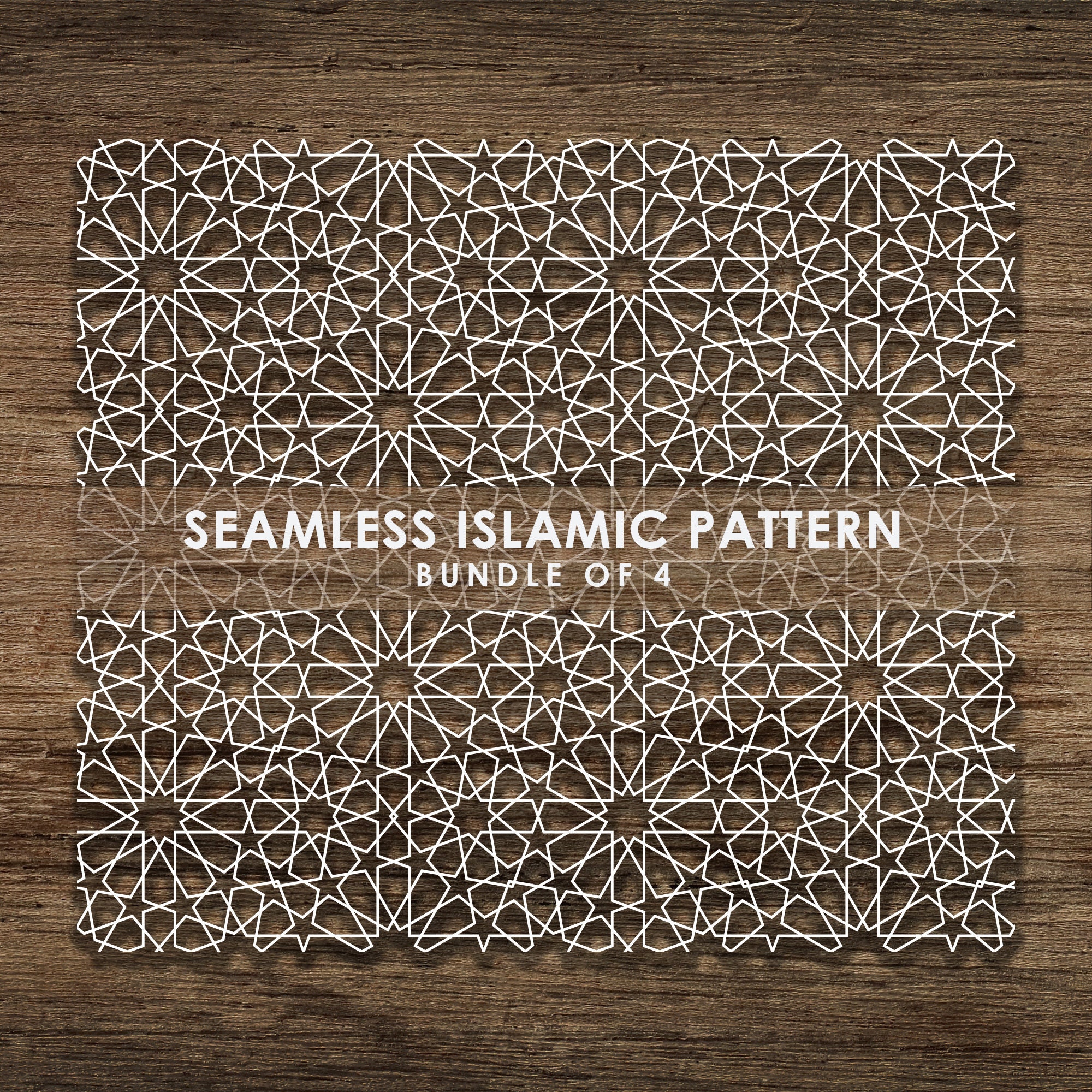 Bundle of 4 Seamless Islamic SVG Pattern, Line Pattern, Islamic Pattern ...