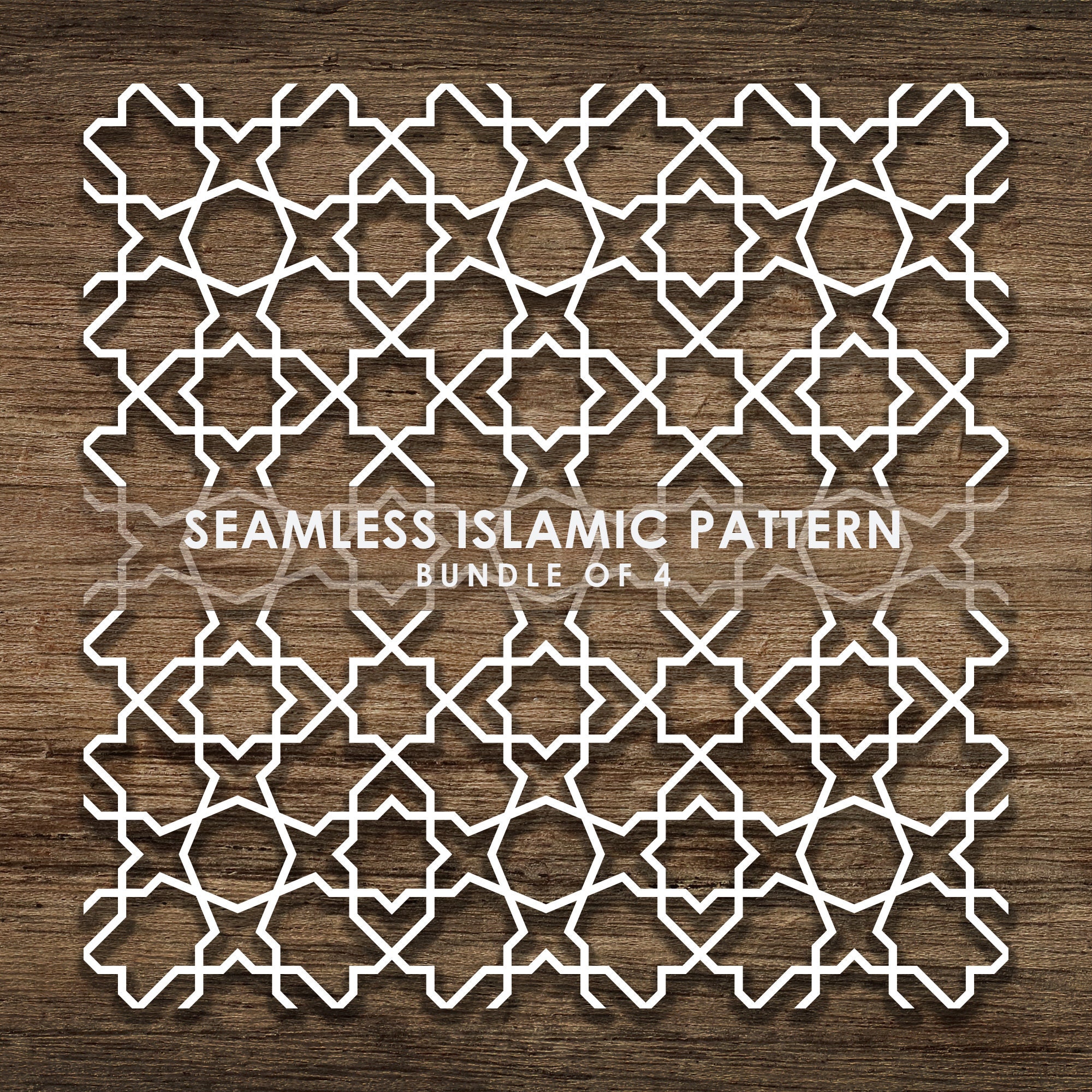 Bundle of 4 Seamless Islamic SVG Pattern, Line Pattern, Islamic Pattern ...