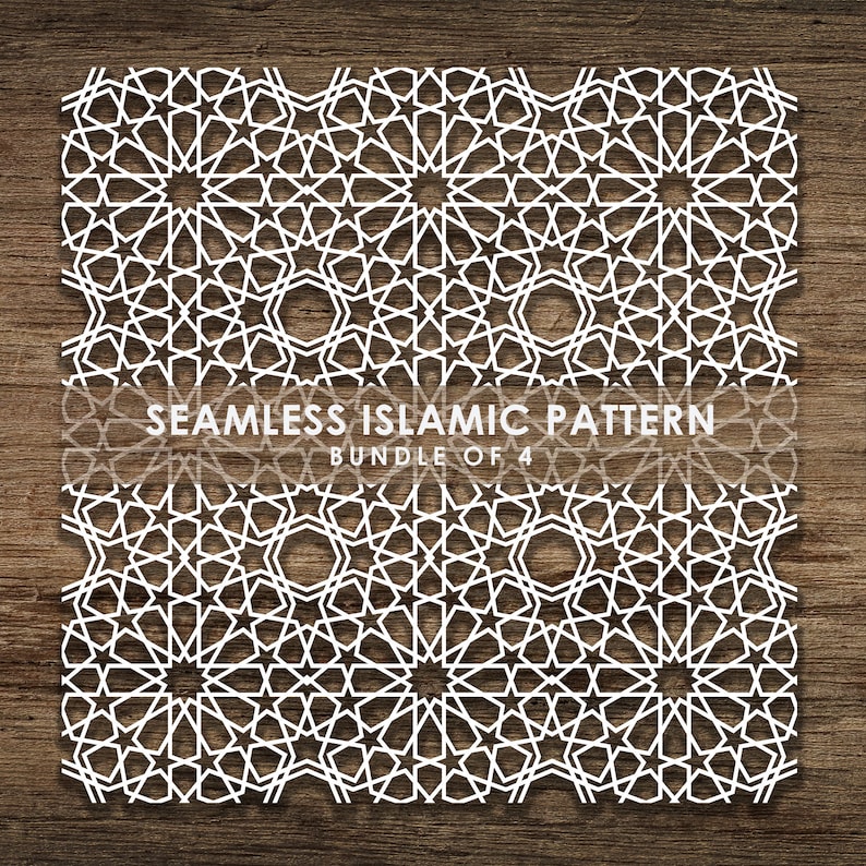 Bundle of 4 Seamless Islamic SVG Pattern, Line Pattern, Islamic Pattern ...