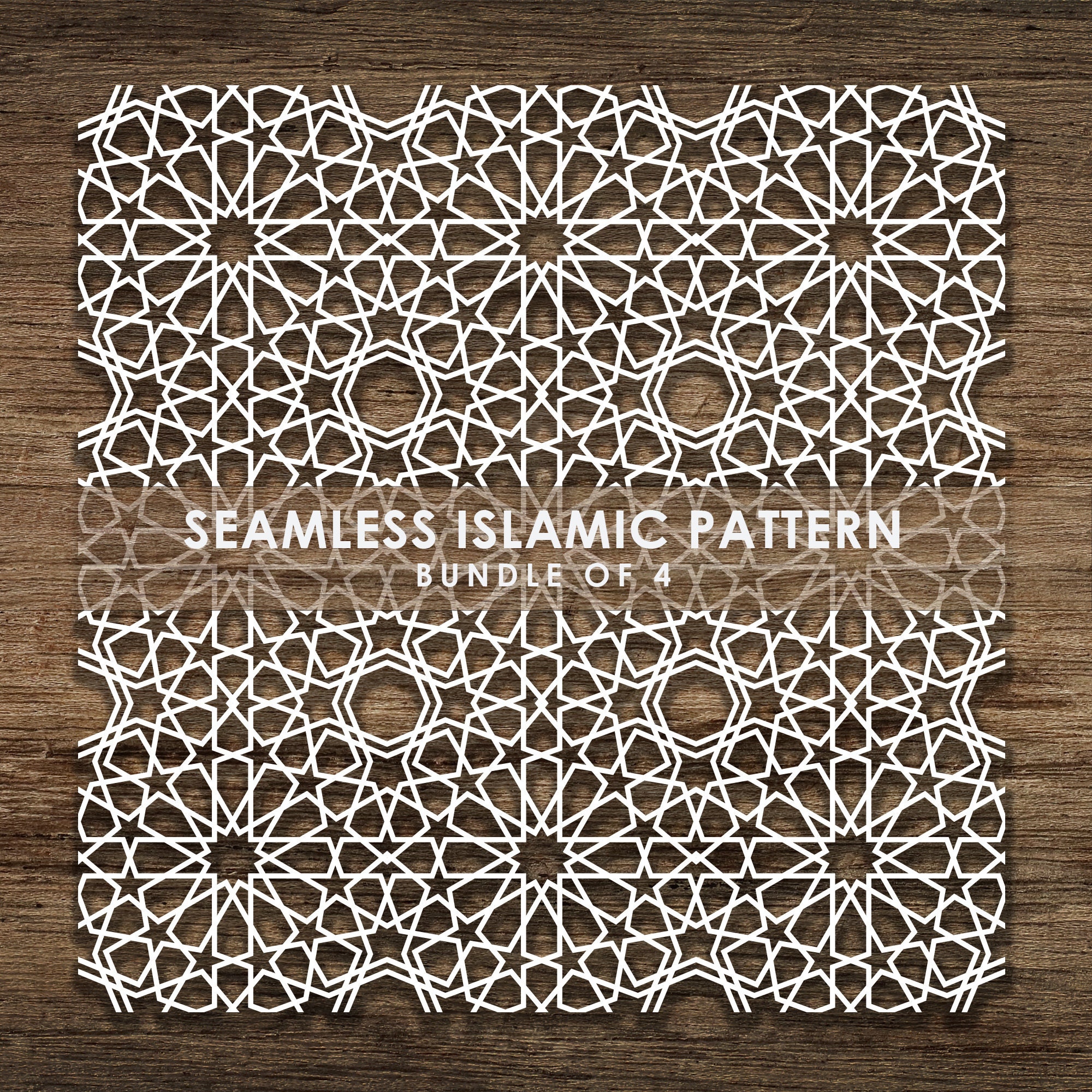 Bundle of 4 Seamless Islamic SVG Pattern, Line Pattern, Islamic Pattern ...