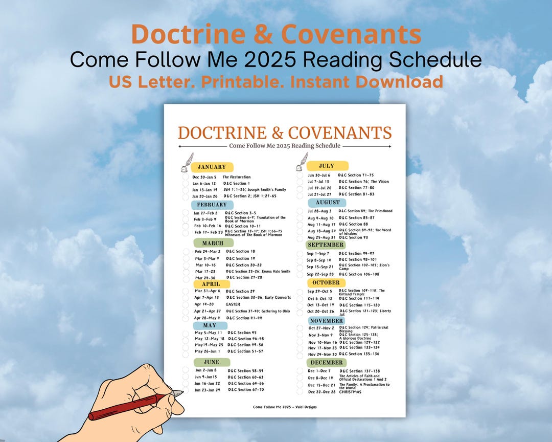 Doctrine and Covenants Come Follow Me 2025 Reading Tracker | LDS Study | LDS Printables ...