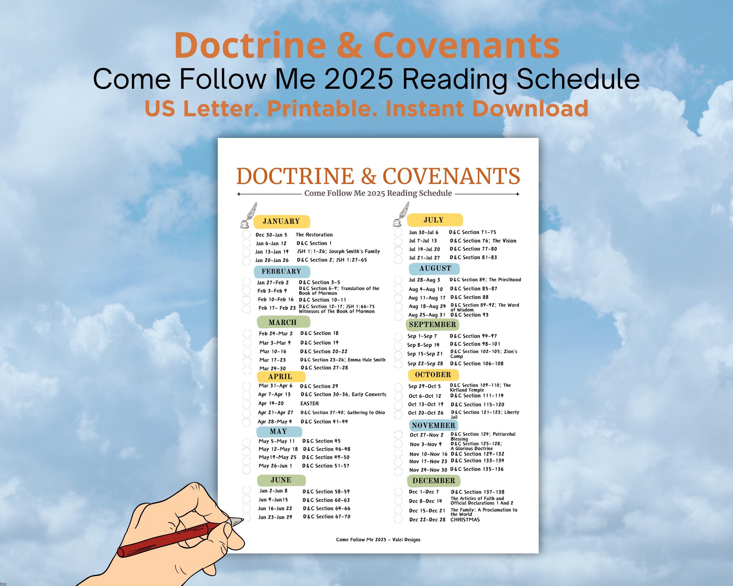 Doctrine and Covenants Come Follow Me 2025 Reading Tracker | LDS Study | LDS Printables ...