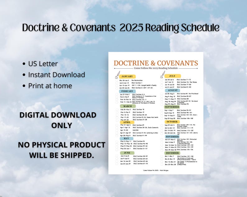 Doctrine and Covenants Come Follow Me 2025 Reading Tracker | LDS Study | LDS Printables ...