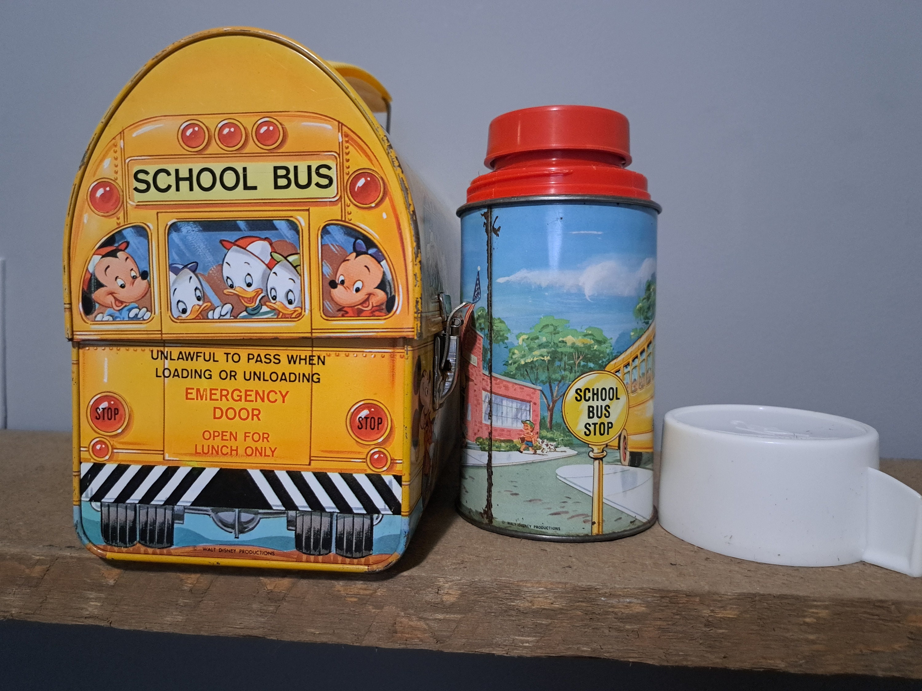 1961 Vintage Walt Disney School Bus Lunch Box With Thermos - Etsy
