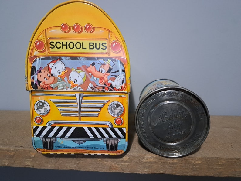 1961 Vintage Walt Disney School Bus Lunch Box With Thermos - Etsy
