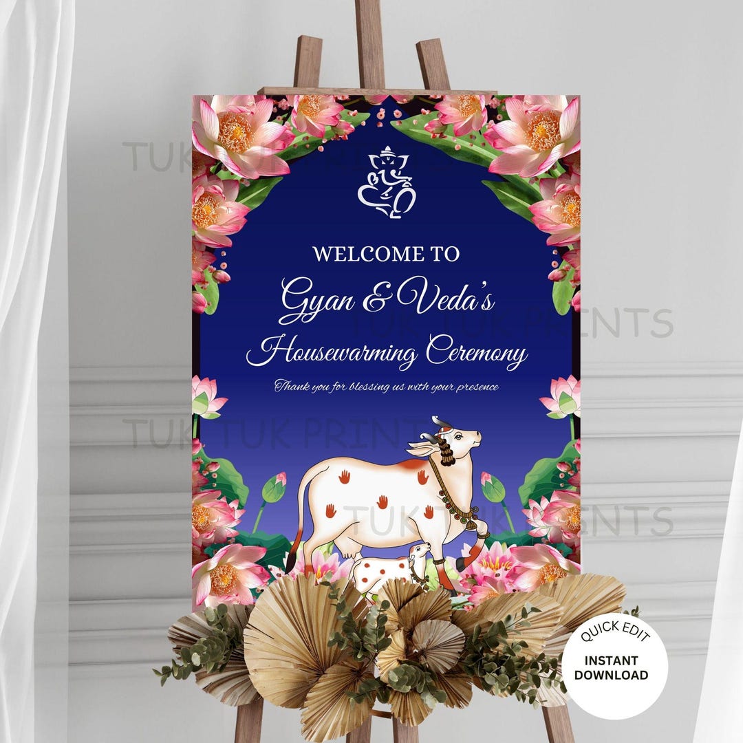 Gruhapravesham Welcome Sign: Indian Housewarming Decor (digital ...