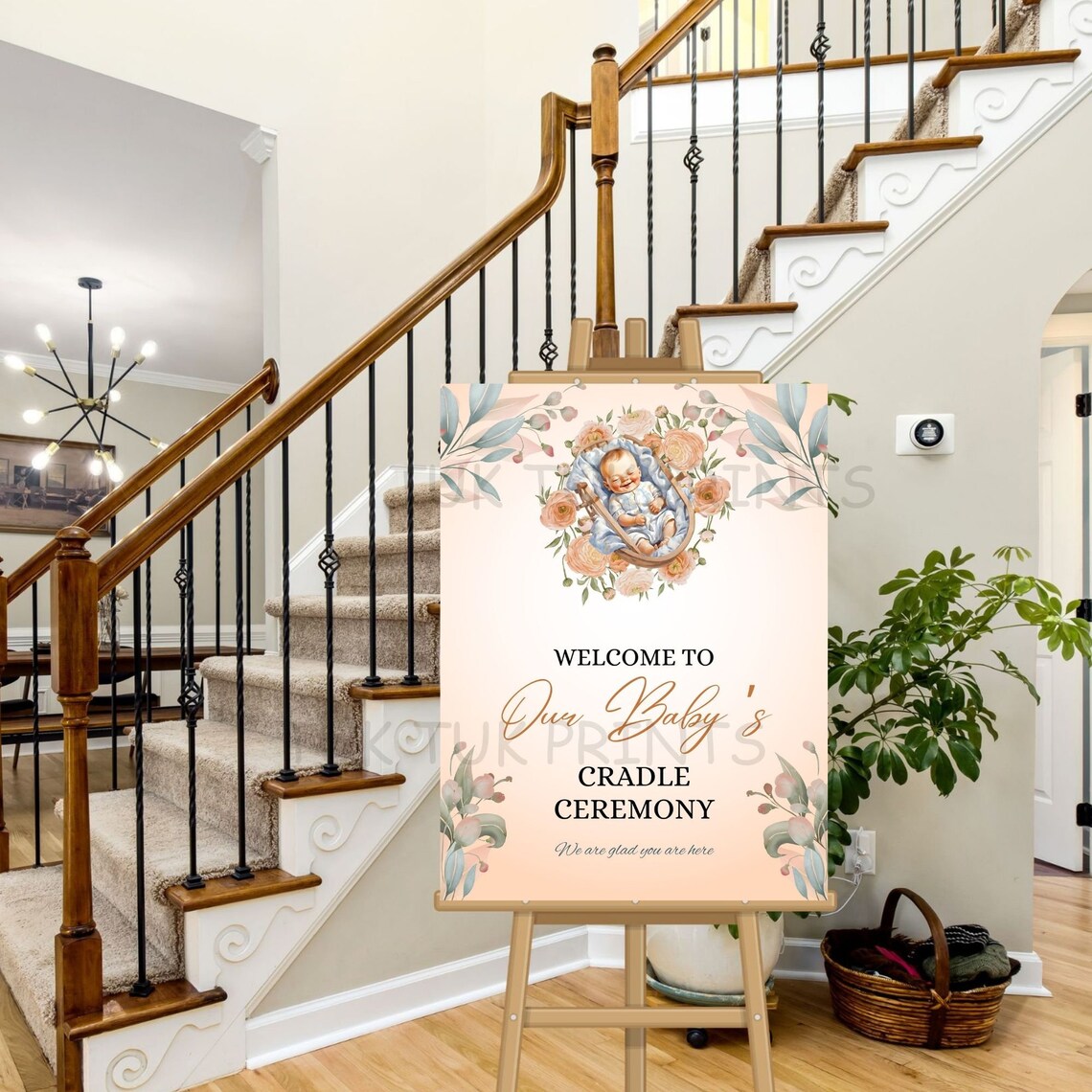 Editable Cradle Ceremony Welcome Sign: Floral Baby Naming (digital ...