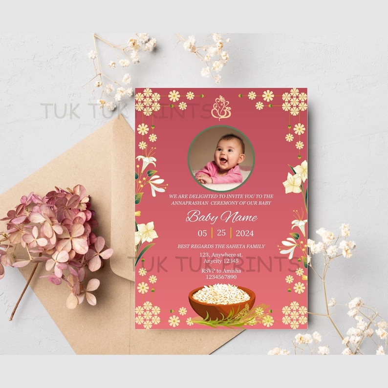 Annaprasan Invitation: Rice Feeding Ceremony Card (digital Download) - Etsy