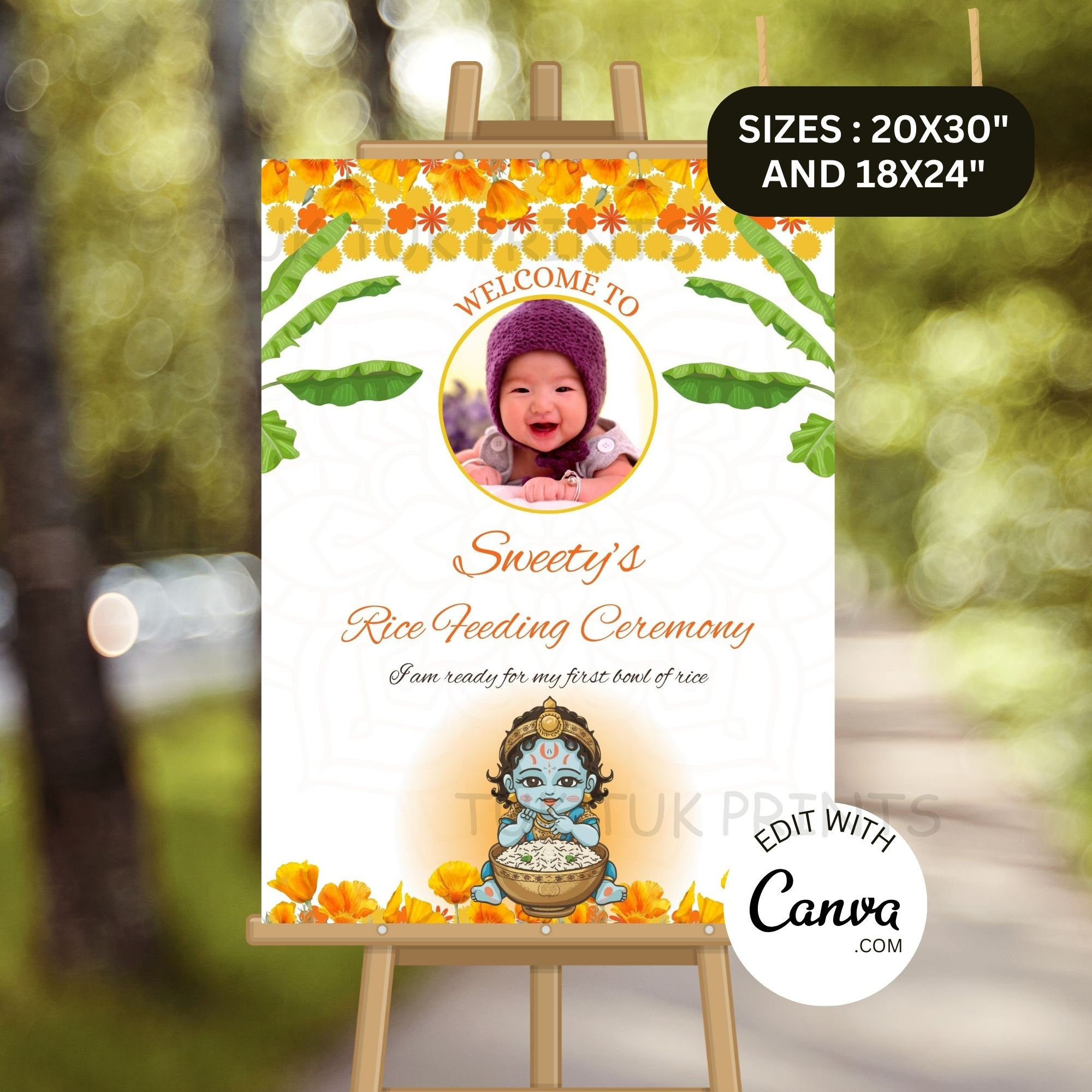 Pasni Ceremony Editable Welcome Sign, Rice Feeding Ceremony Welcome ...