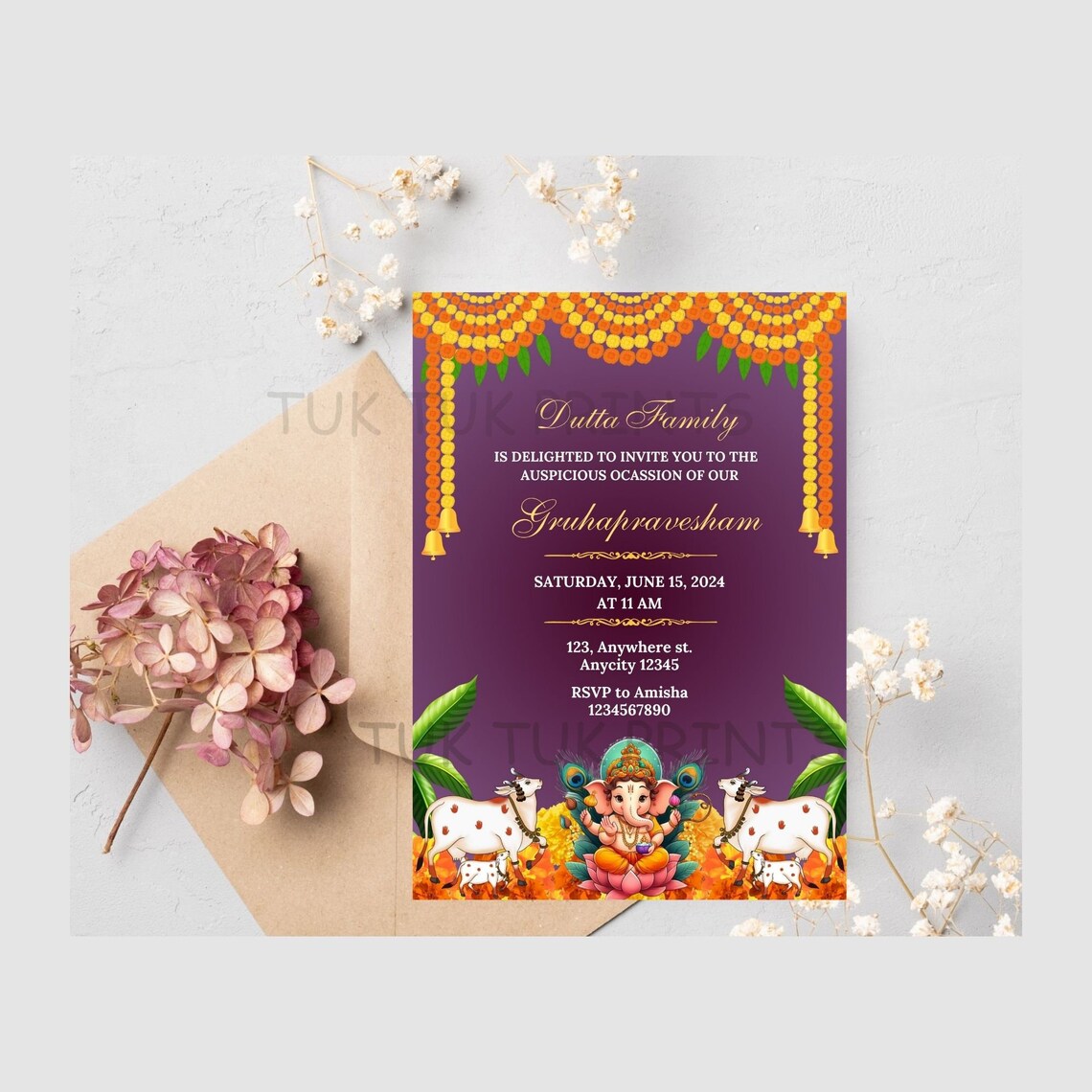 Gruhapravesham Editable Invite, Housewarming Invites, Grihapravesh ...