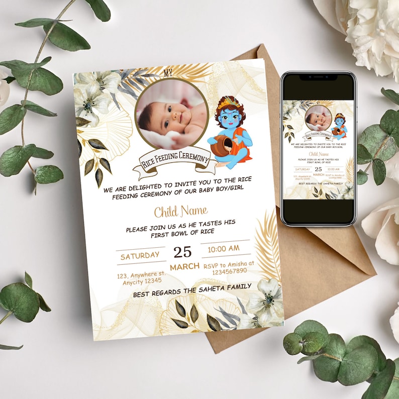 Annaprasan Invitation: Hindu Rice Feeding Ceremony (digital Download ...