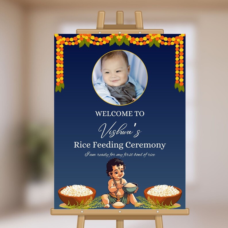 Editable Annaprashan Ceremony Welcome Sign, Rice Feeding Ceremony Welcome Sign , Annaprasan Sign ...