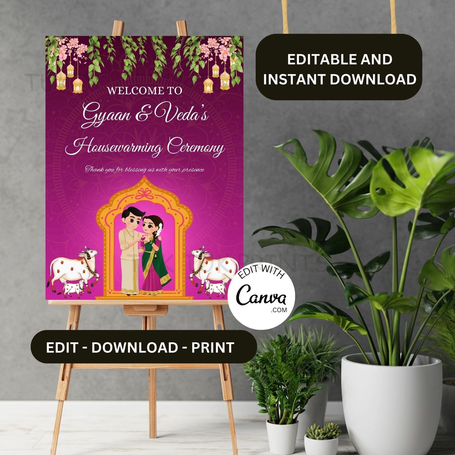 Grihapravesham Editable Welome Sign, Indian Housewarming Sign ...