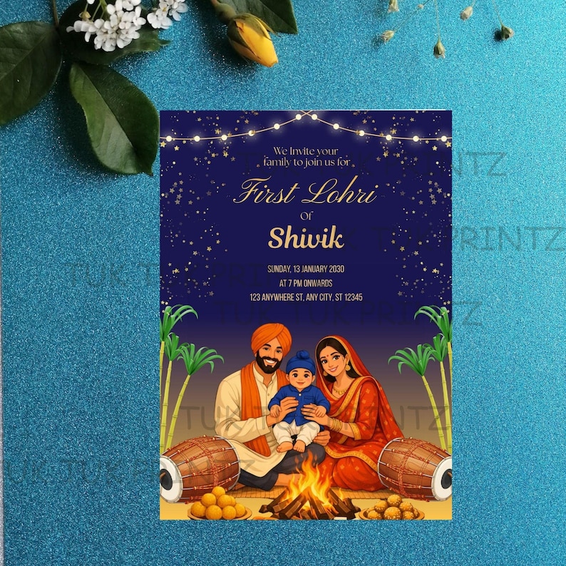 Editable First Lohri Baby Invitation, Lohri Diyan Vadhaiyaan, Family ...