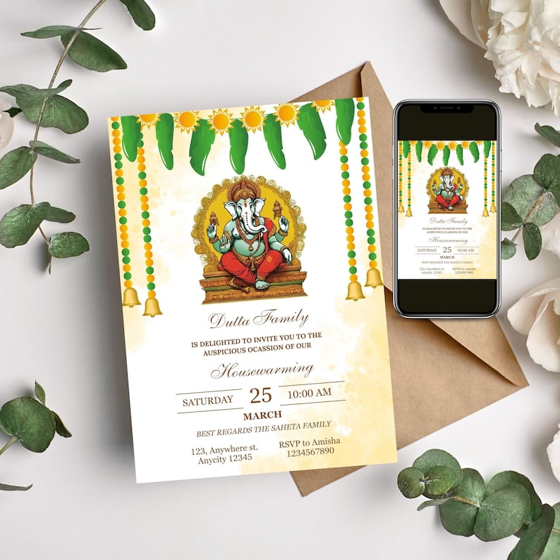 Editable Gruhapravesham Invite, Indian Housewarming Invite ...