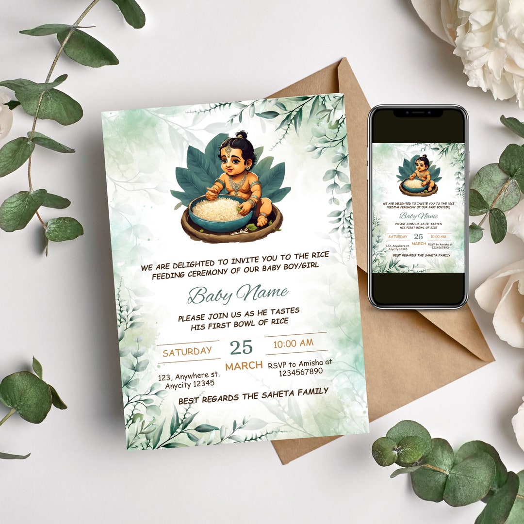 Self Editable Annaprashan Invite, Rice Feeding Invite, Weaning Ceremony ...