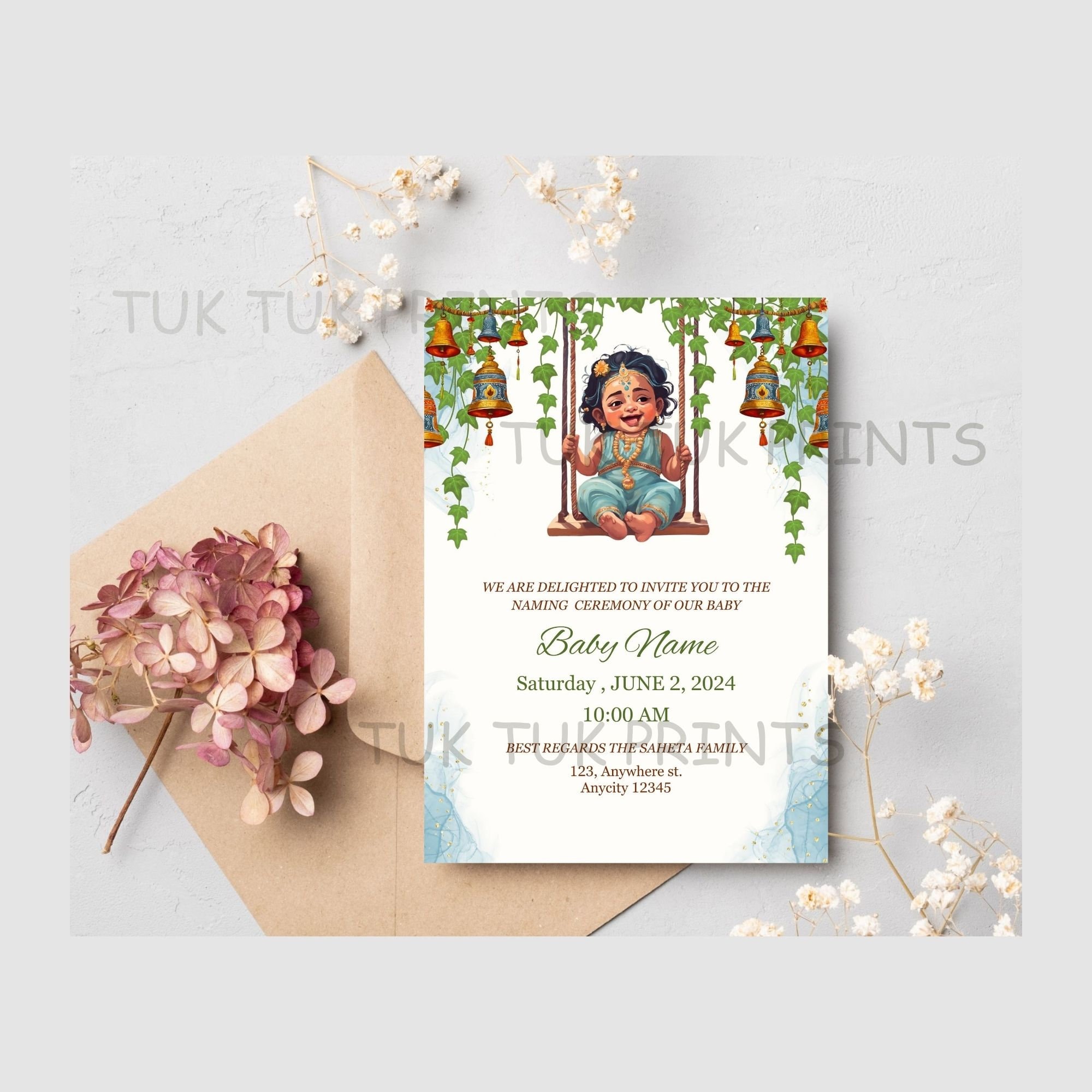 Editable Naming Ceremony Invite, Cradle Ceremony Invite Template ...