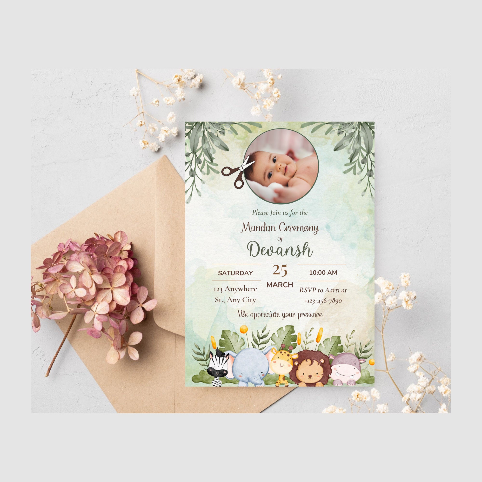 Editable Mundan Ceremony Invitation: Hindu Tonsure Invite (digital) - Etsy