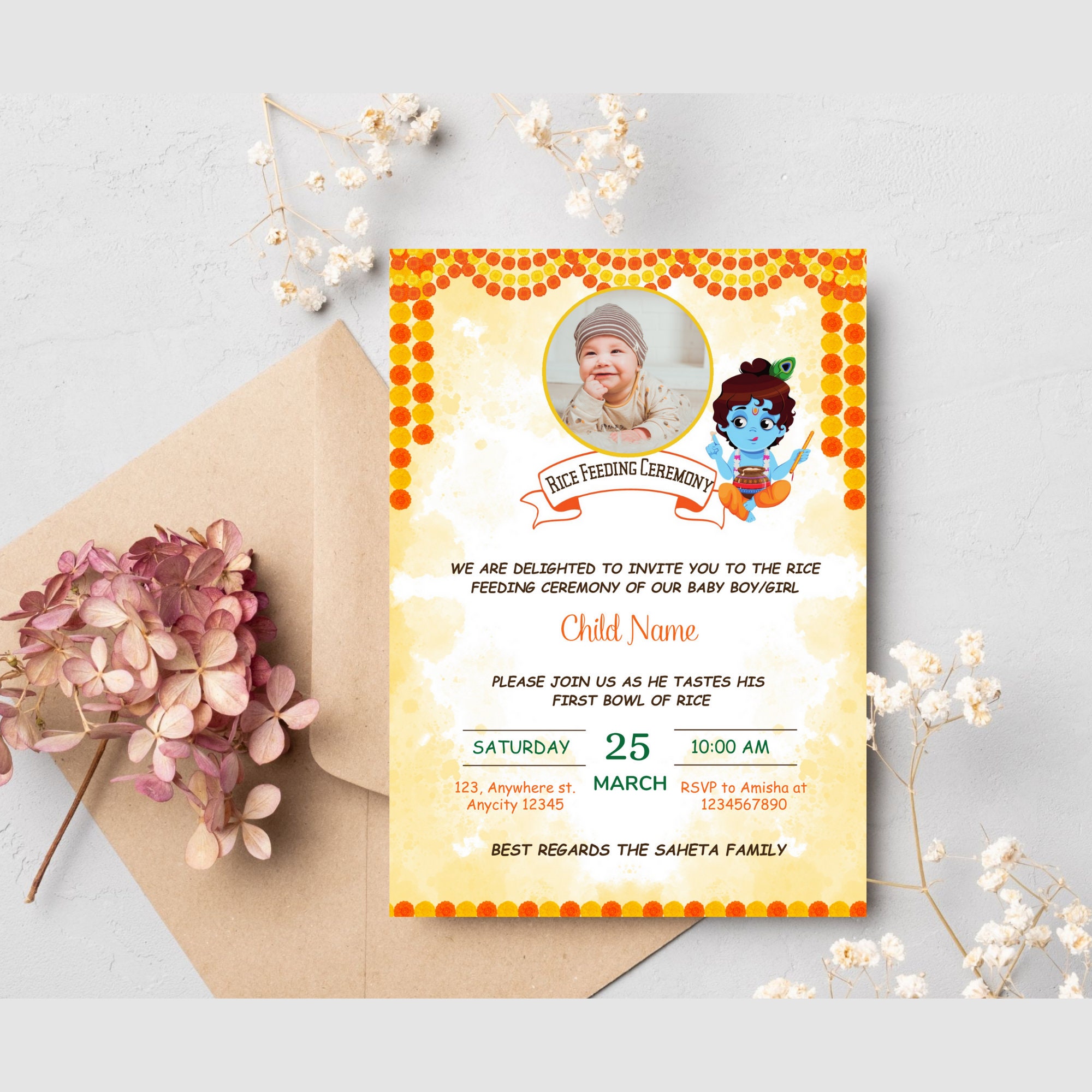 Digital Annaprashan Invite Template, Hindu Rice Feeding Invite, Weaning ...
