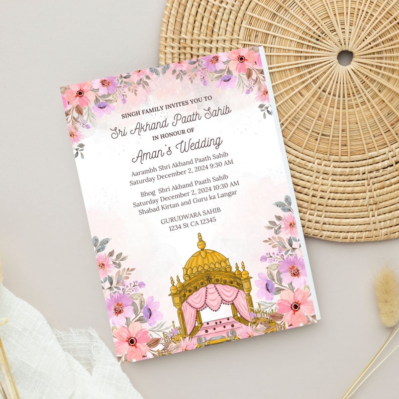Sri Akhand Paath Invitation, Sikh Invitations, Punjabi Invites, Digital ...