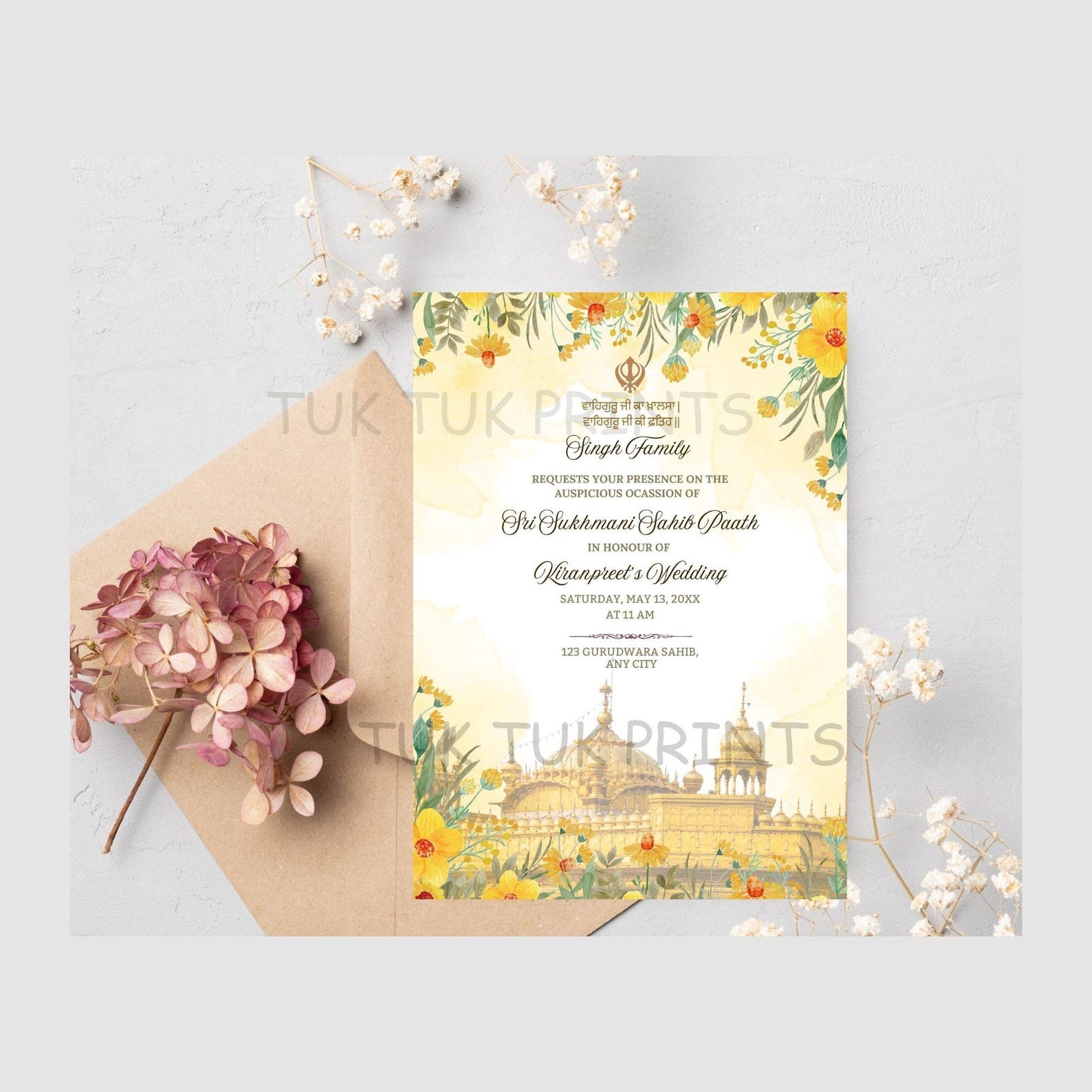Sukhmani Sahib Path Invitation Card, Sikh Wedding Invitation, Akhand ...