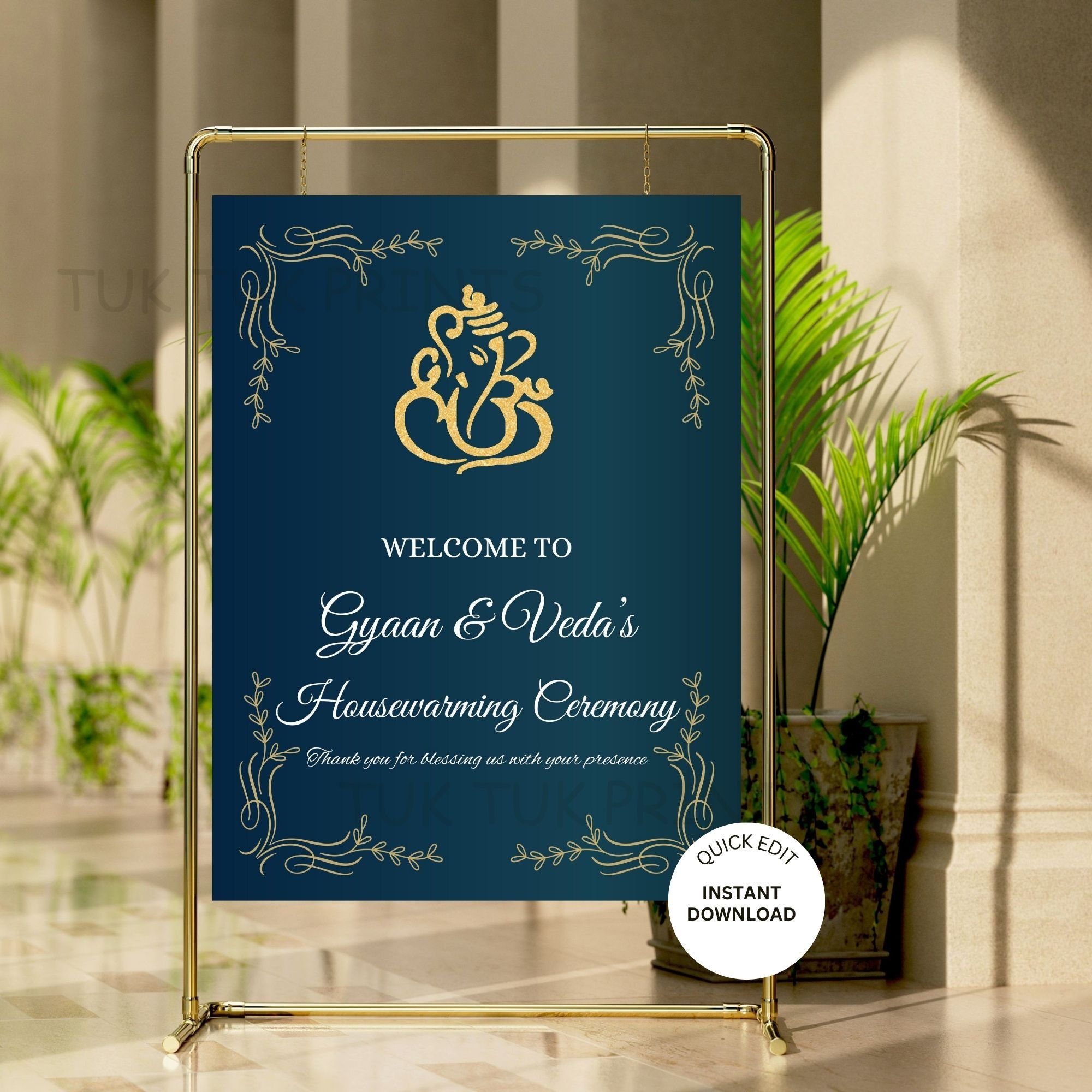 Indian Grihapravesham Sign, Indian Housewarming Editable Sign ...