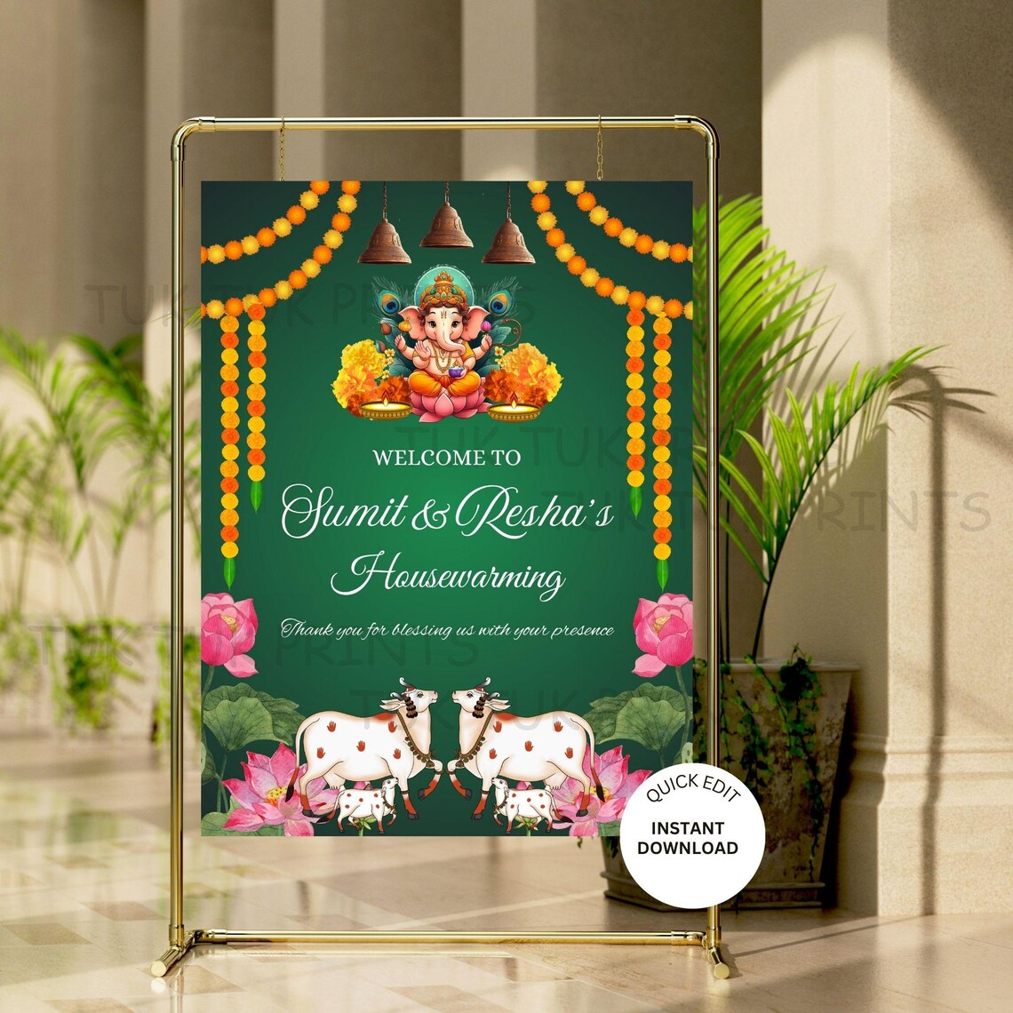 Indian Grihapravesham Sign, Indian Housewarming Editable Sign ...