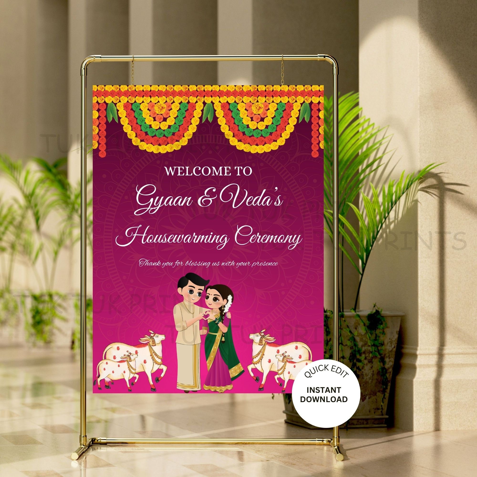 Grihapravesham Editable Welome Sign, Indian Housewarming Sign ...