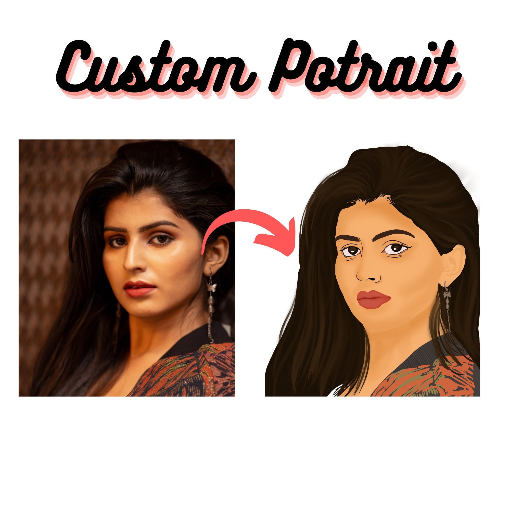 Custom Potrait Person Potrait Art Illustration Custom - Etsy