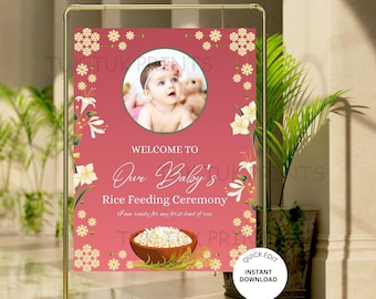 First Rice Feeding Ceremony Editable Welcome Sign , Annaprasan Sign ...