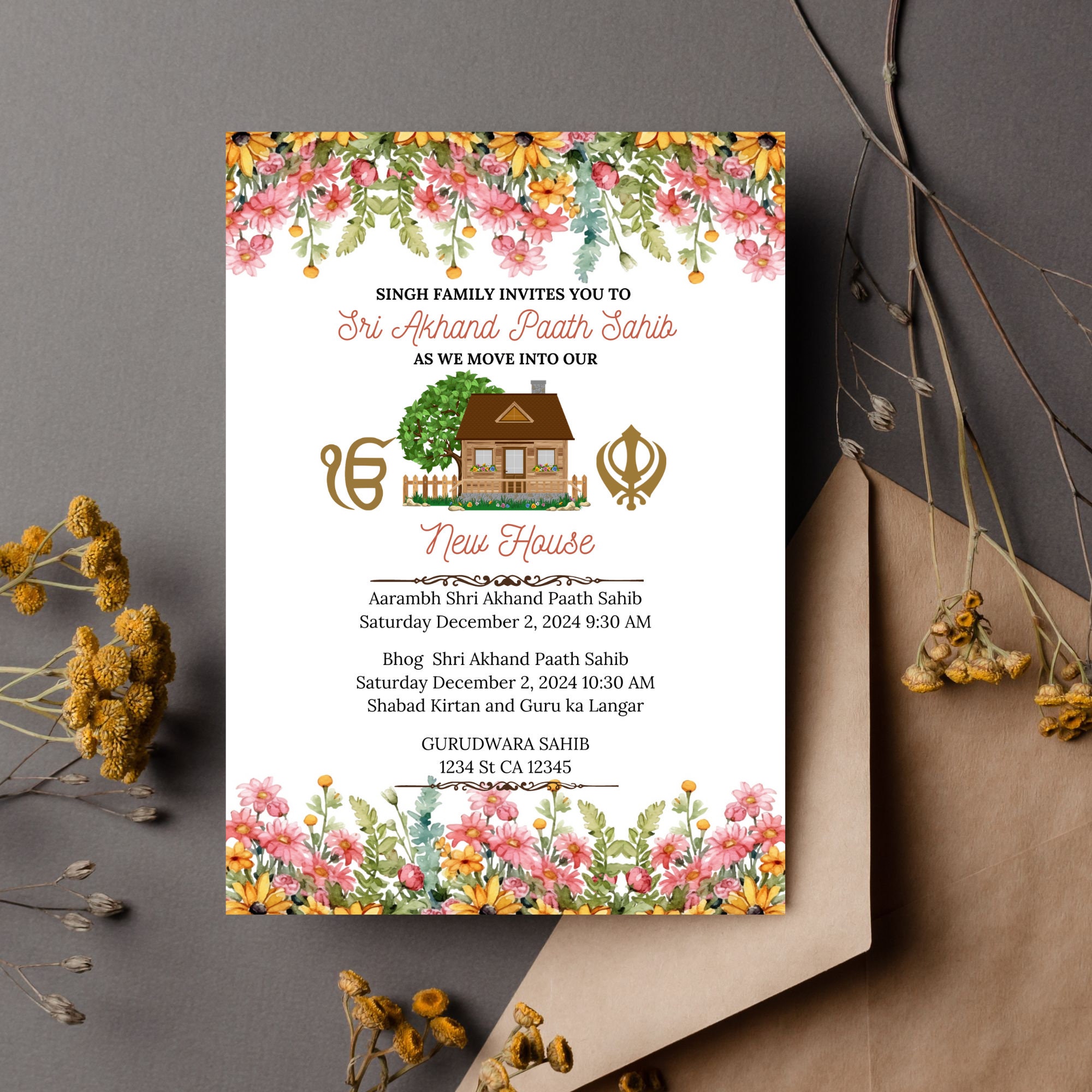 Sukhmani Sahib Path Invite, Sri Akhand Paath Invitation for New House ...