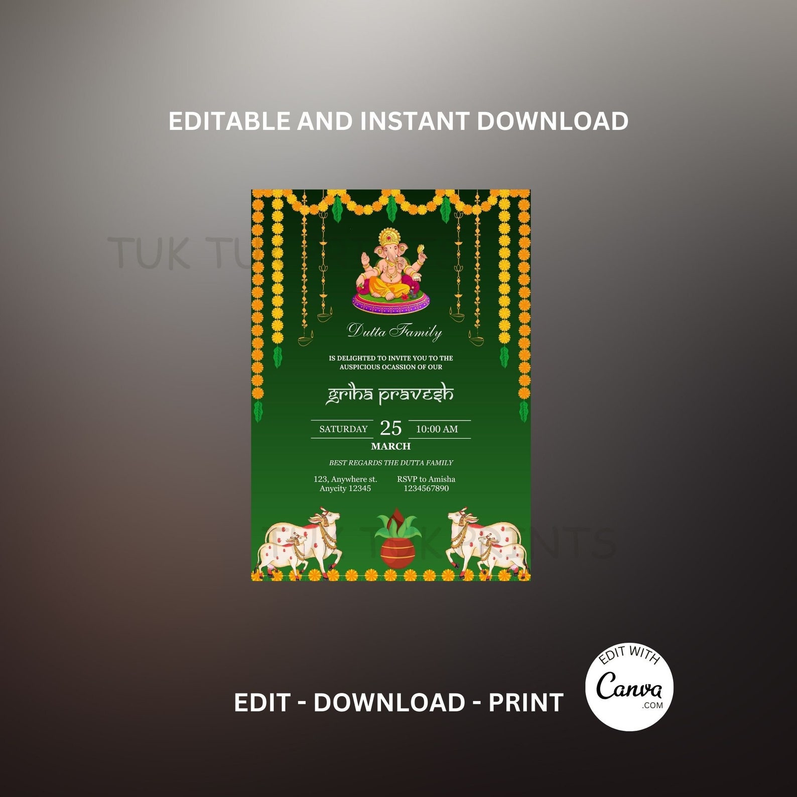 Pichwai Indian Housewarming Invite, Gruhapravesham Invite, Housewarming ...