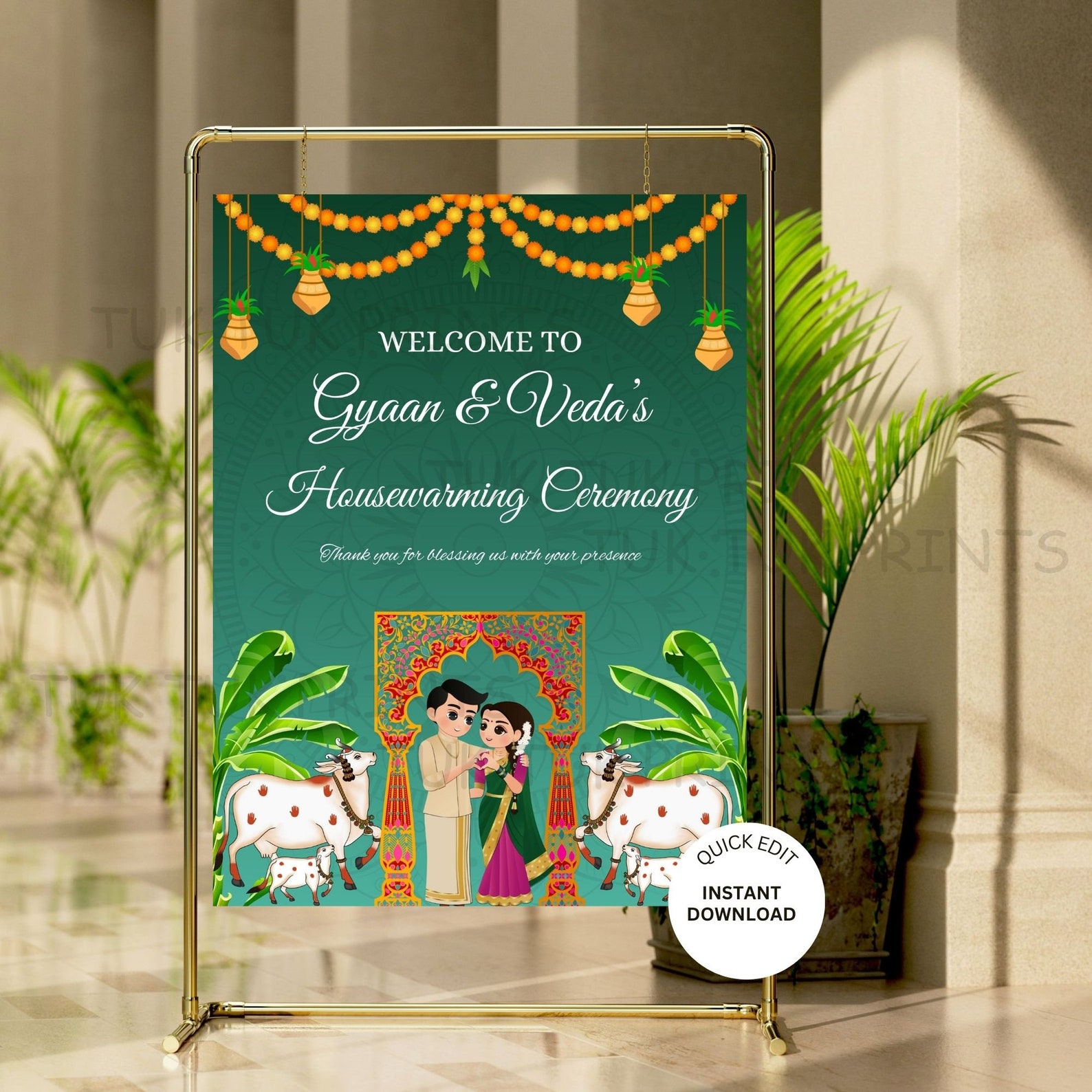 Grihapravesham Welome Sign, Indian Housewarming Editable Sign ...