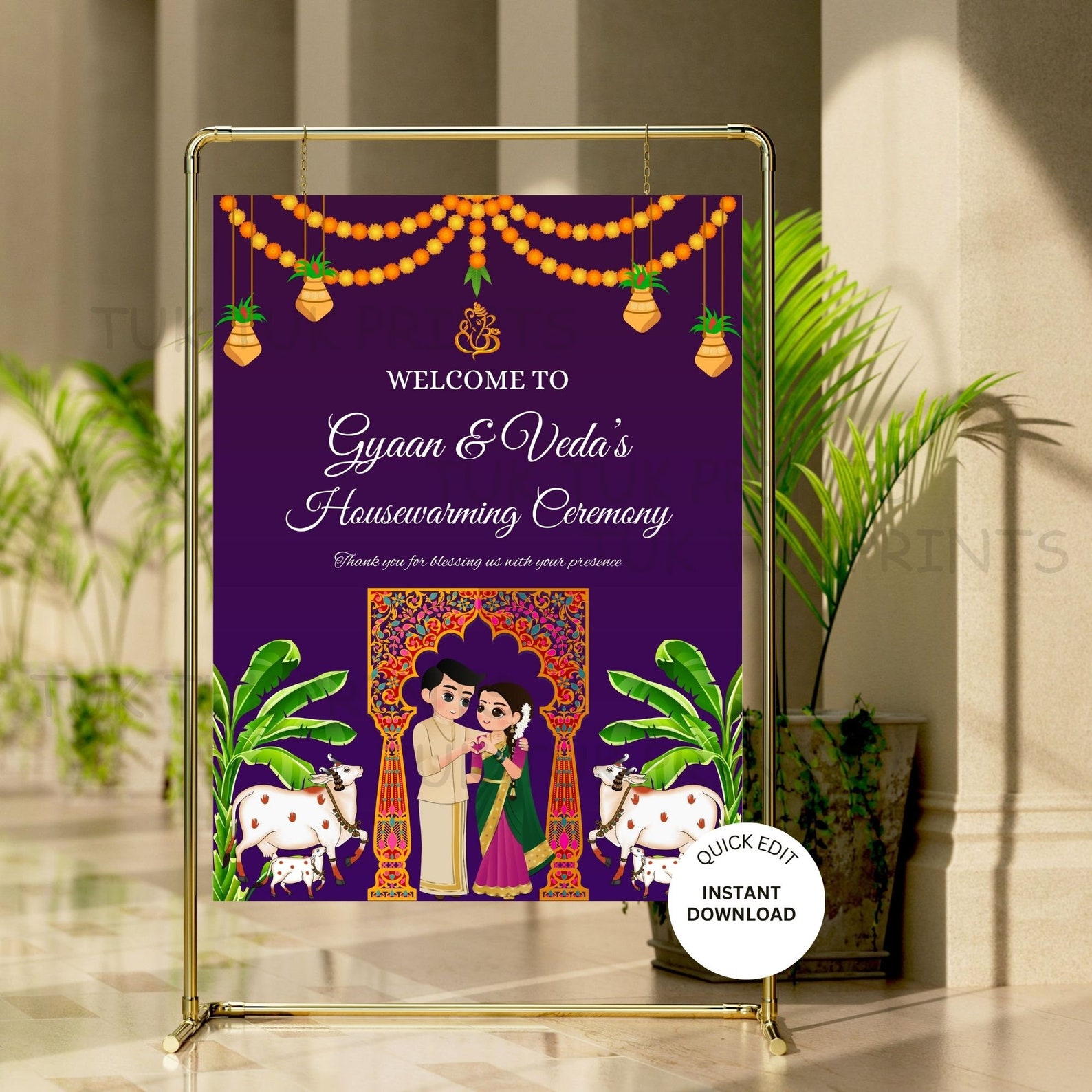 Grihapravesham Editable Welome Sign, Indian Housewarming Sign ...