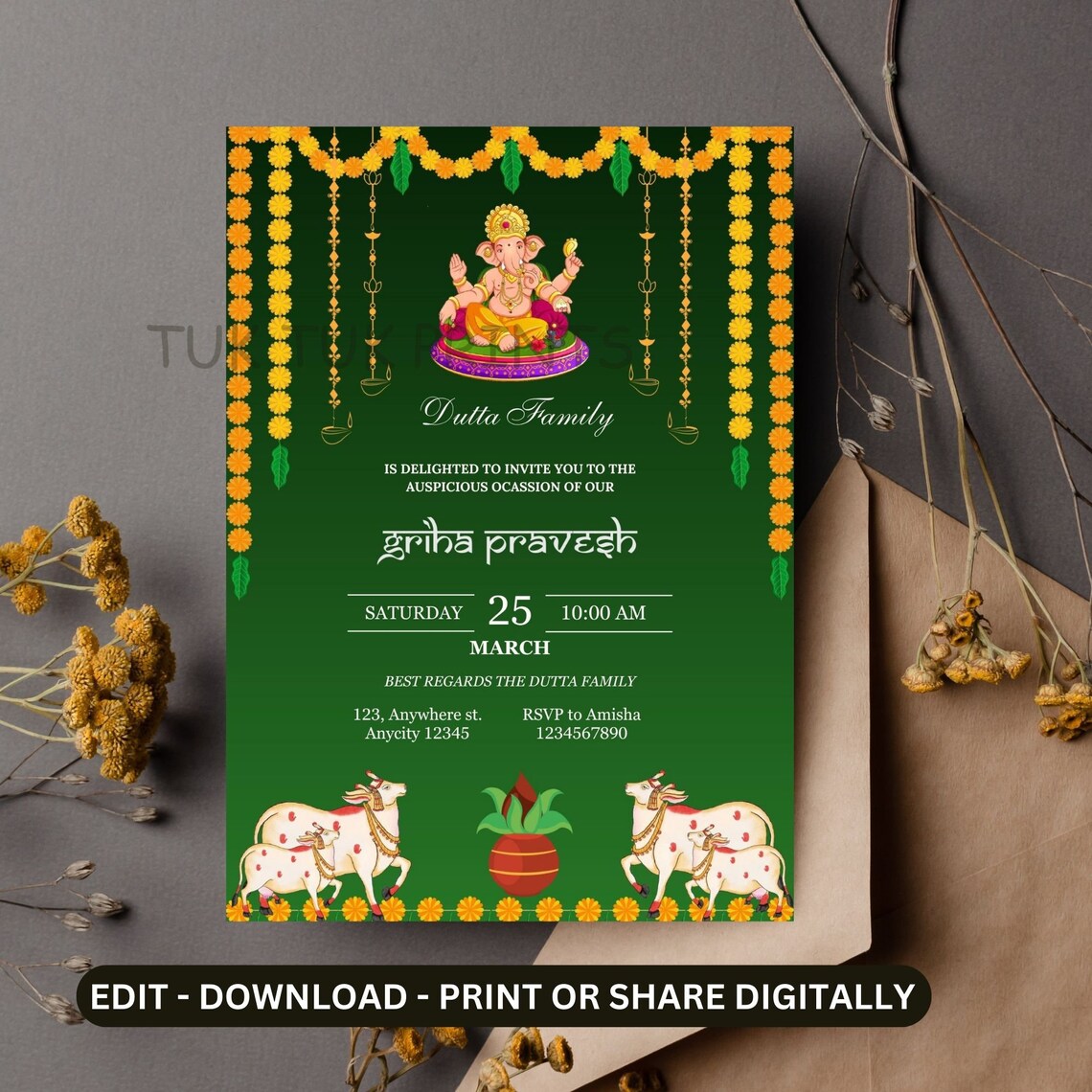 Pichwai Indian Housewarming Invite, Gruhapravesham Invite, Housewarming ...