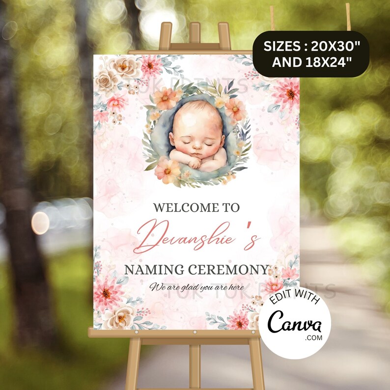 Baby Girl Naming Ceremony Welcome Sign , Baby Cradle Ceremony Sign ...
