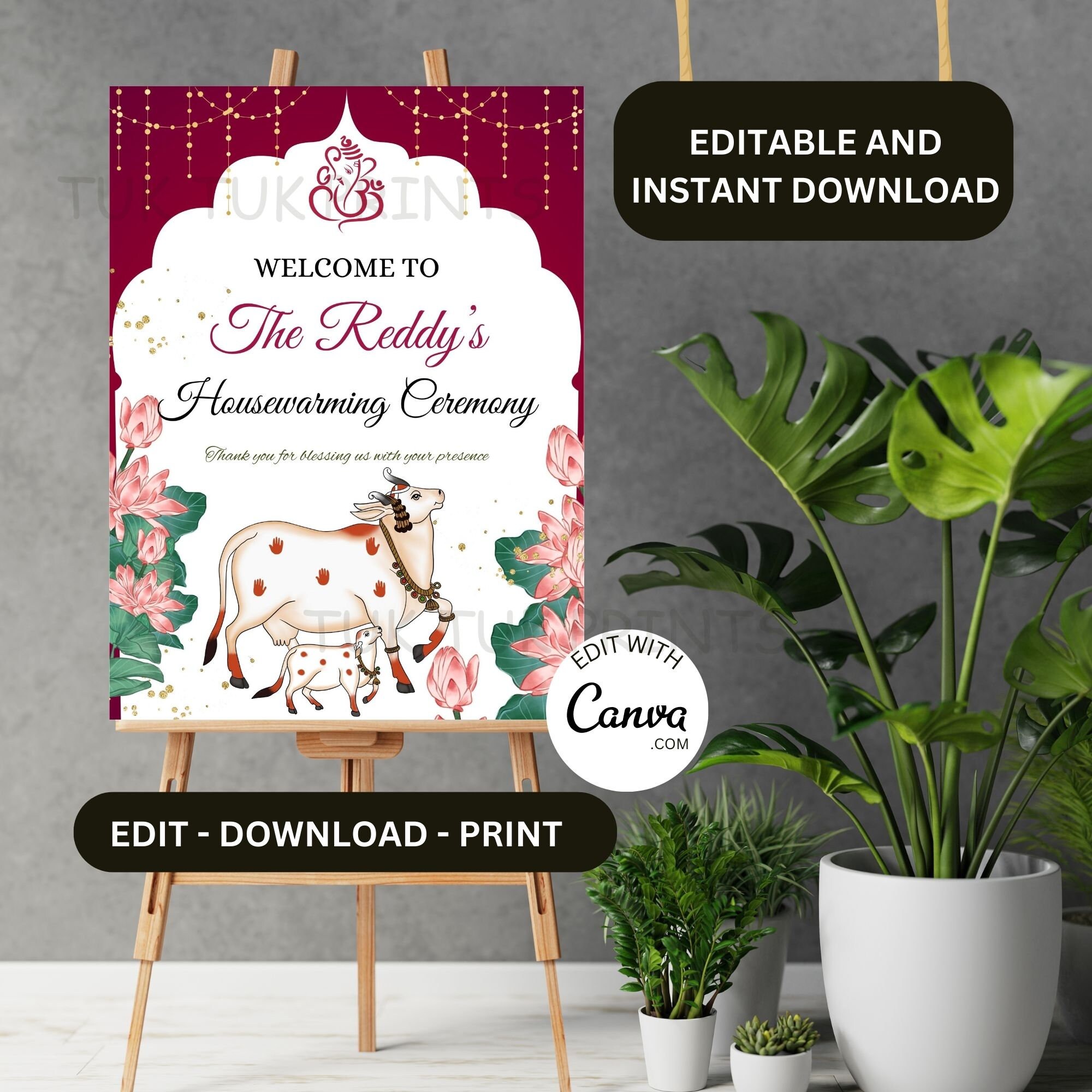 Pichwai Indian Housewarming Sign, Gruhapravesha Sign, Griha Pravesha ...