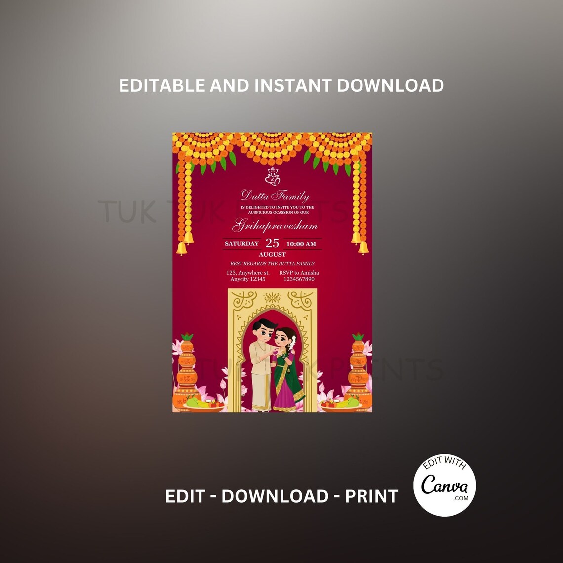 Gruhapravesham Editable Invite, Housewarming Invites, Grihapravesh ...