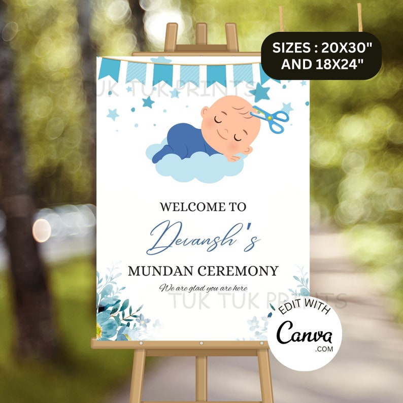 Editable Mundan Ceremony Welcome Sign: Hindu Tonsure (digital Download ...