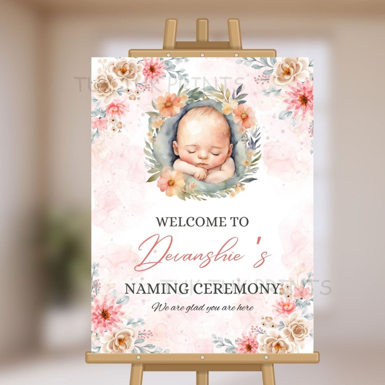 Baby Girl Naming Ceremony Welcome Sign , Baby Cradle Ceremony Sign ...