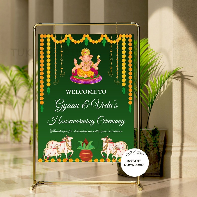 Ganeshji Indian Housewarming Sign, Gruhapravesha Sign, Griha Pravesha ...