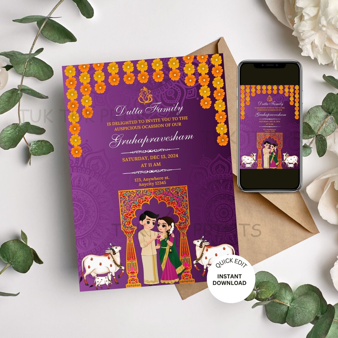 Gruhapravesham Editable Invite, Housewarming Invites, Grihapravesh ...