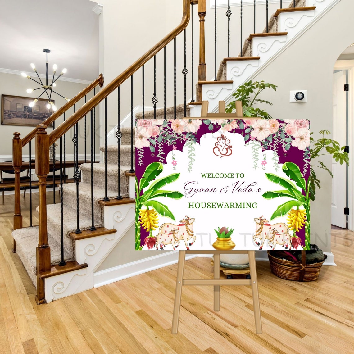 Pichwai Indian Housewarming Sign: Gruhapravesha Welcome (digital ...