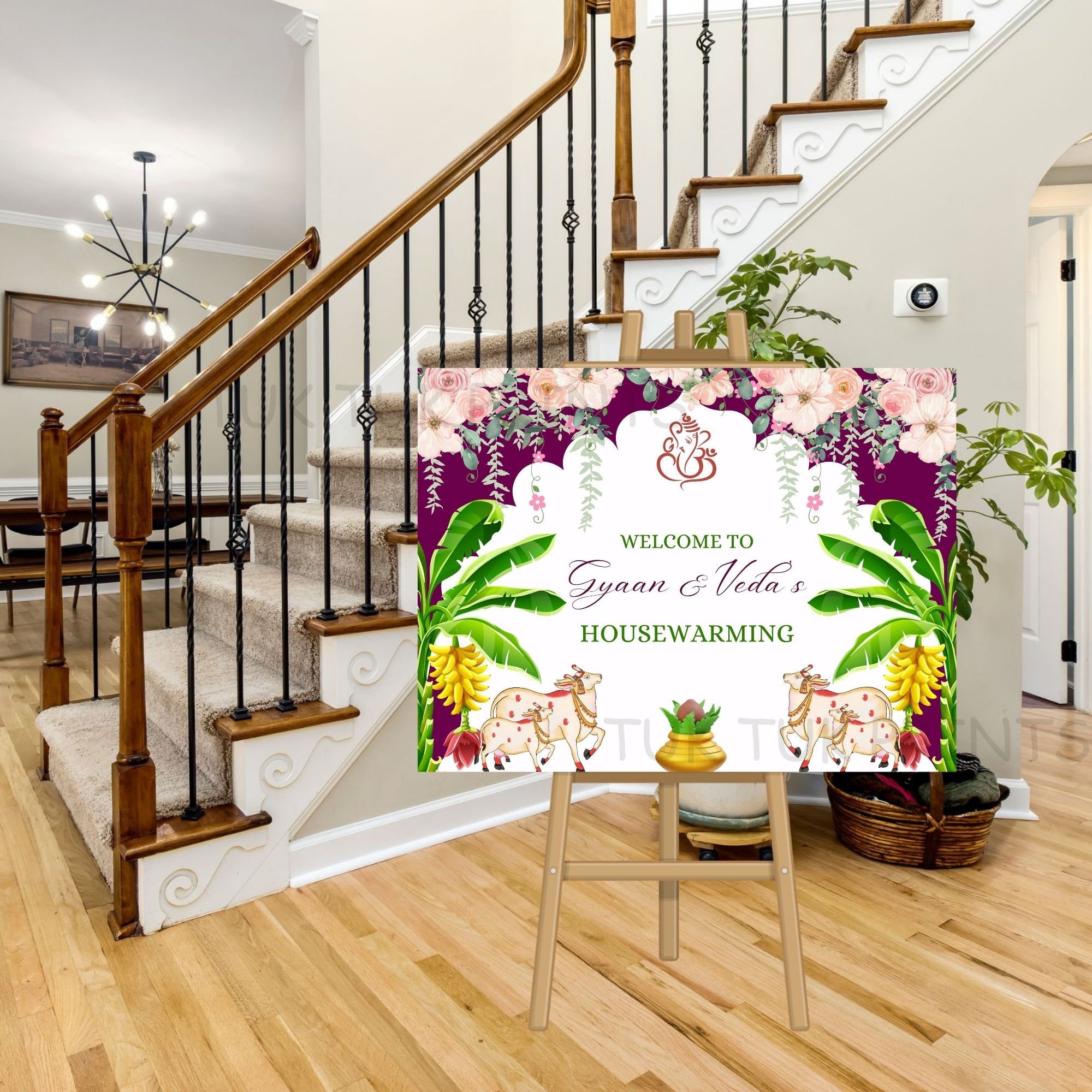 Pichwai Indian Housewarming Sign: Gruhapravesha Welcome (digital ...