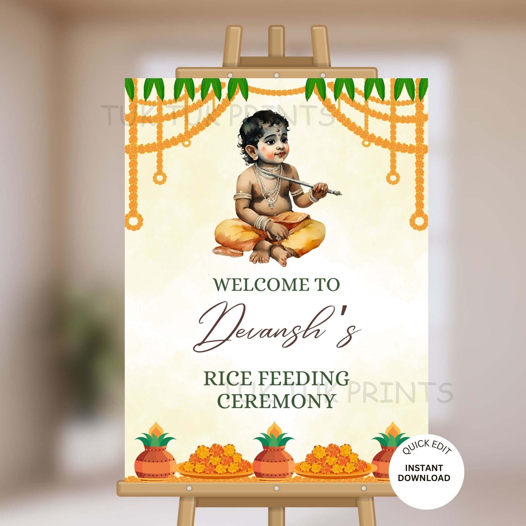 First Rice Feeding Ceremony Editable Welcome Sign , Annaprasan Sign, Weaning Ceremony Sign ...