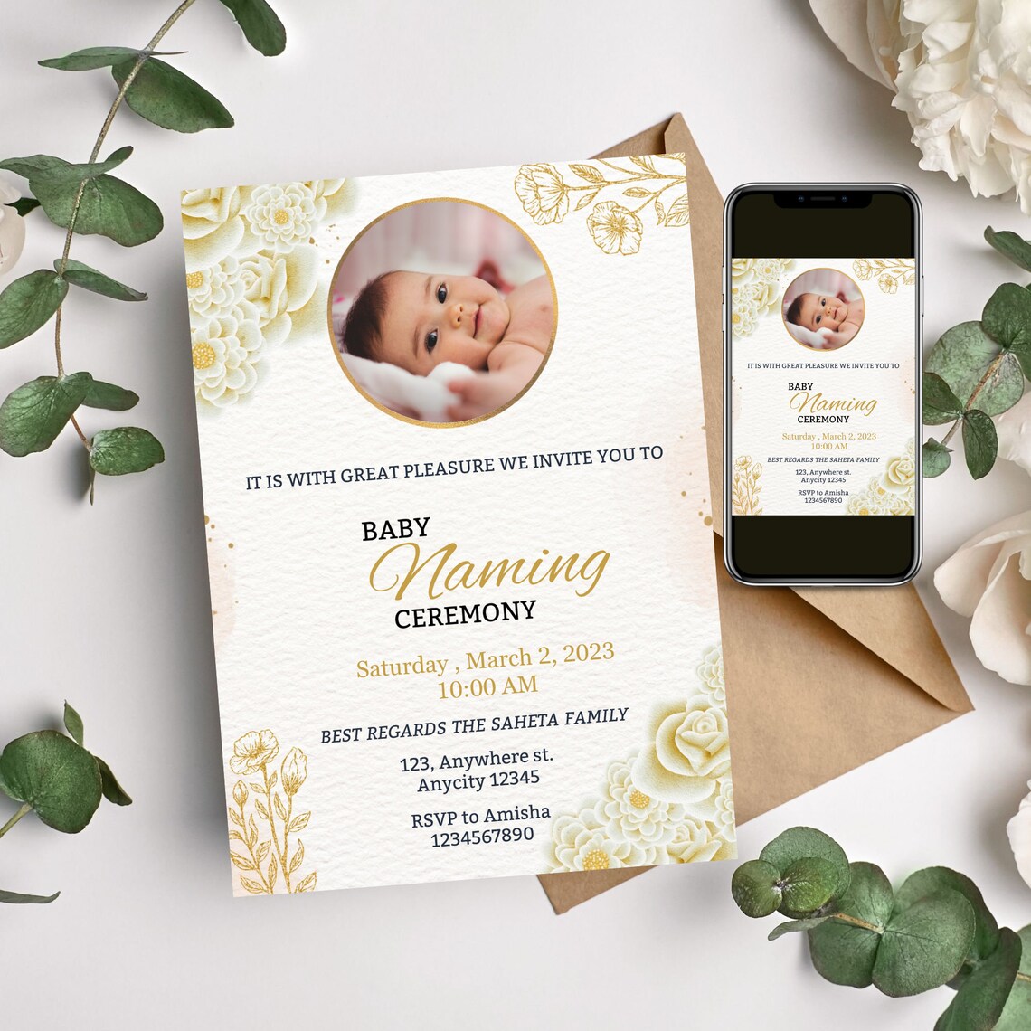 Naamkaran Ceremony Invite, Baby Naming Ceremony Invite, Cradle Ceremony ...