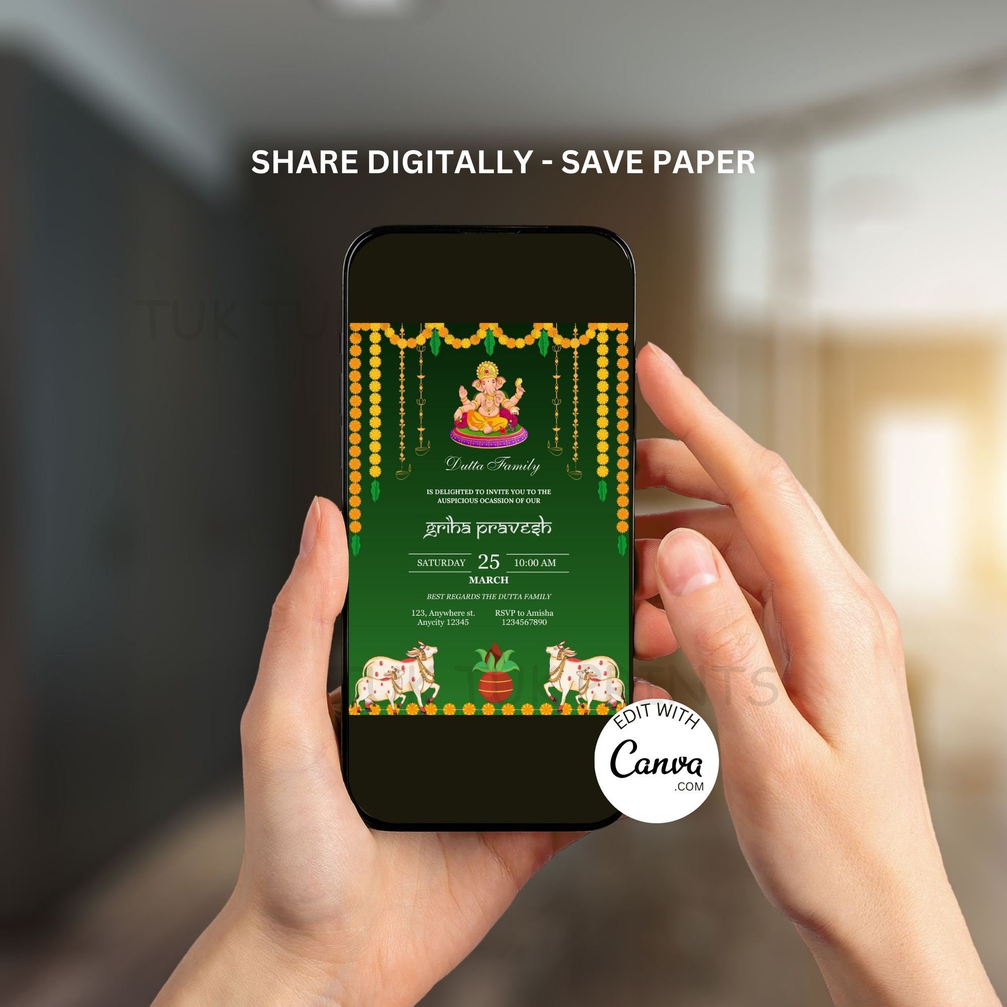 Pichwai Indian Housewarming Invite, Gruhapravesham Invite, Housewarming ...